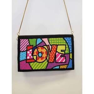 RICKI DESIGNS | Bags | New Ricki Designs Beaded Leather Love Art Clutch ...